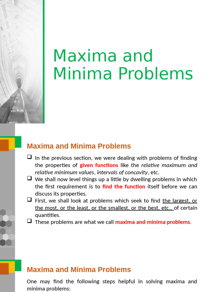 Minima and Maxima Problems | PDF