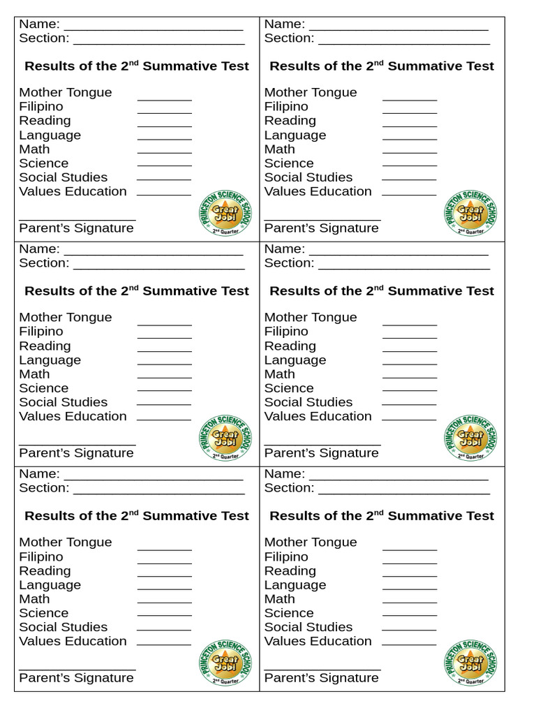 Results of The 2nd ST - G1G2 | PDF