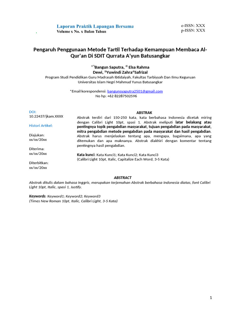 Template Artikel Pkm Plb Fiks | PDF