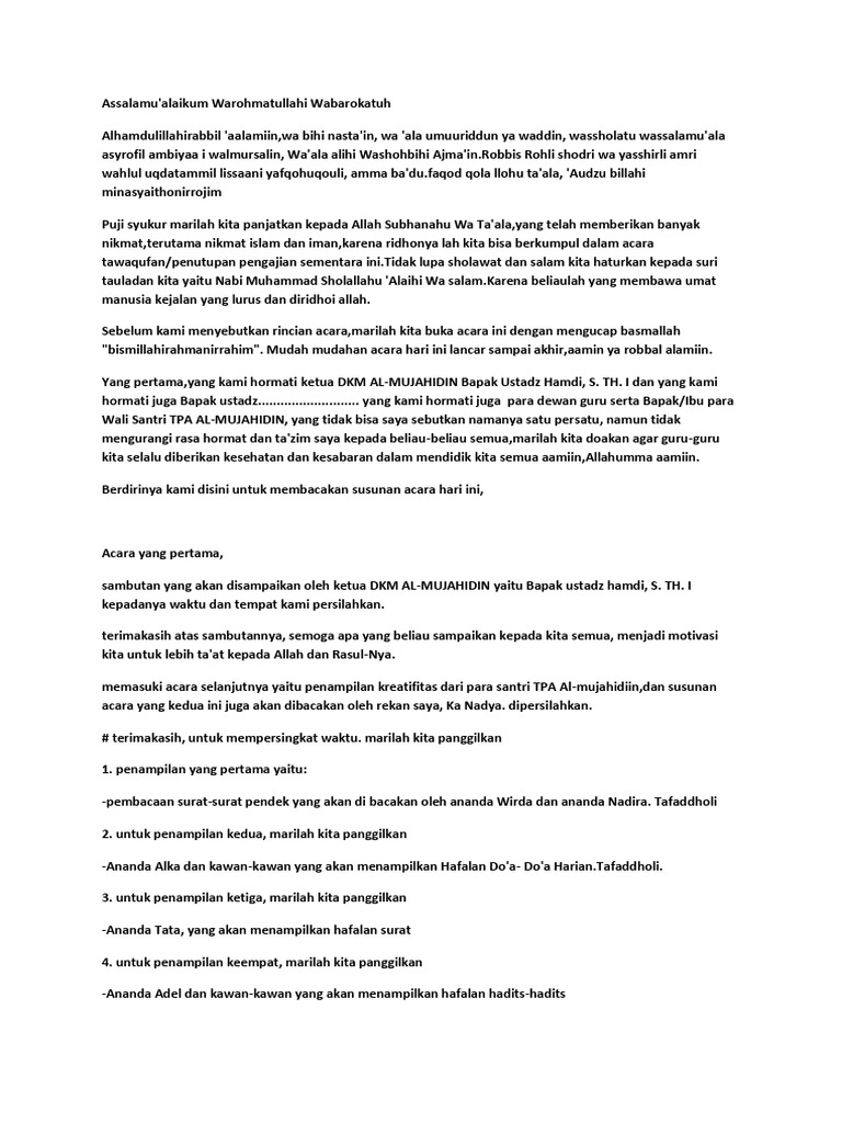 MC Tawaqufan Tpa Al-Mujahidin | PDF