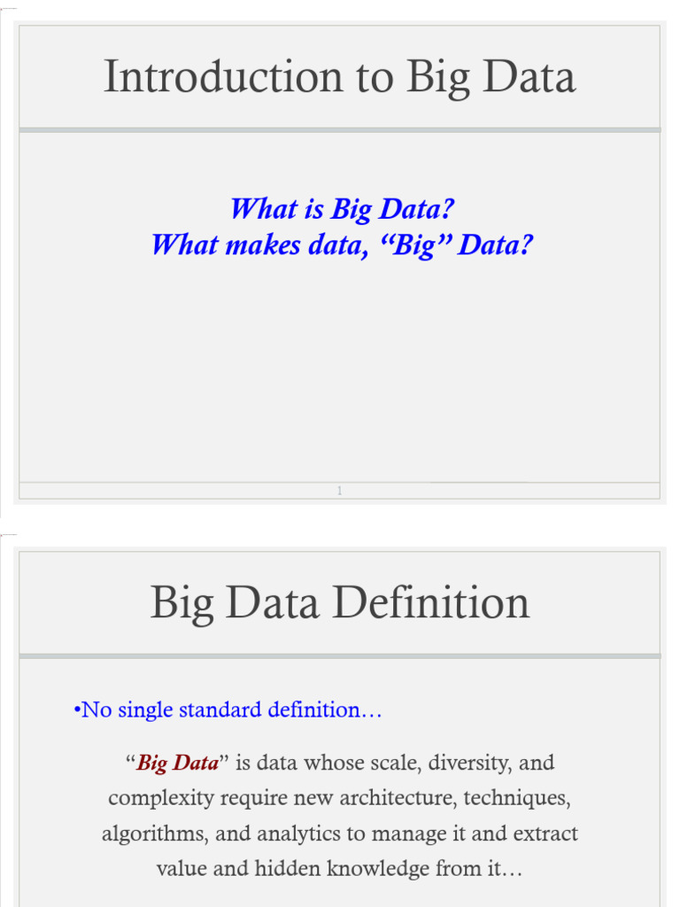 UNIT1 Lecture 1 - Intro Final | PDF | Big Data | Data UNIT1 Lecture 1 - Intro Final | PDF | Big Data | Data