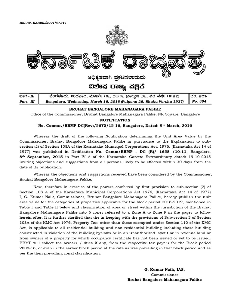 BBMP Guidance Value | PDF