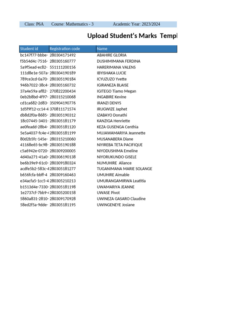 Students marks P6A 3_7e683939-d5b0-44db-94dc-ea47a3a489e3 | PDF