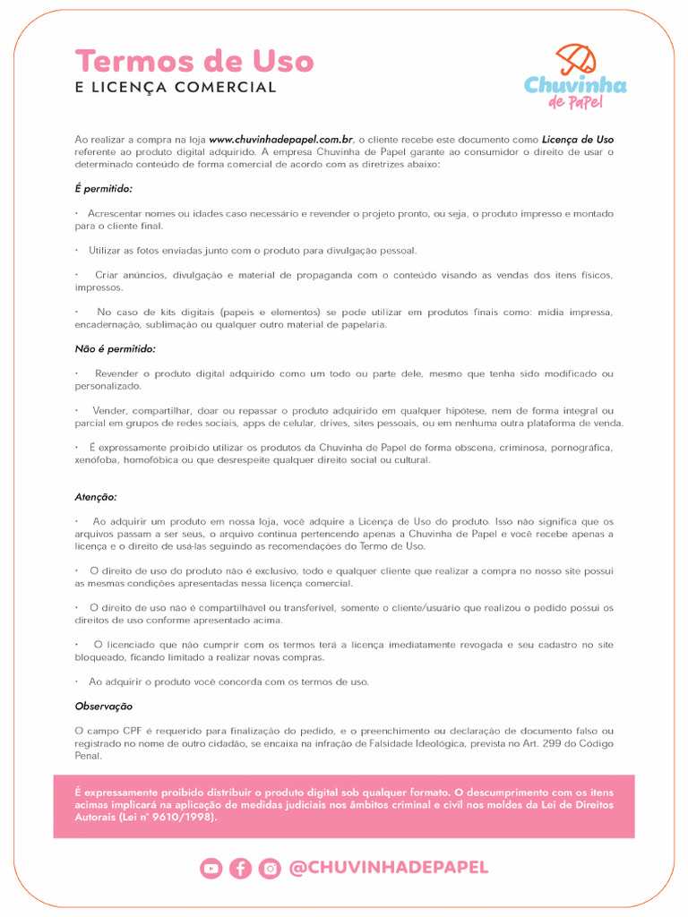 Termos-de-Uso-Chuvinha-de-Papel-2022 | PDF