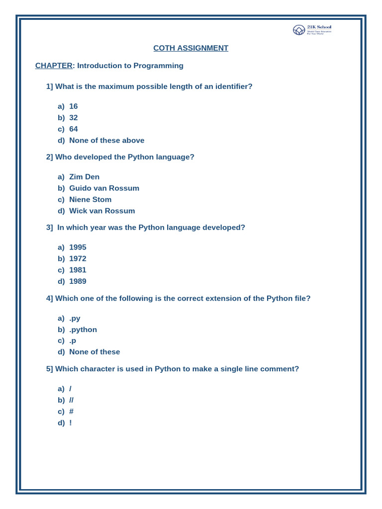 Coth Assignment (Itp) - 1 | PDF