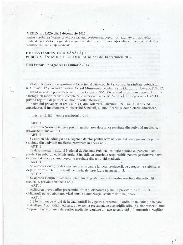 Ord1226 Deseuri Medicale | PDF