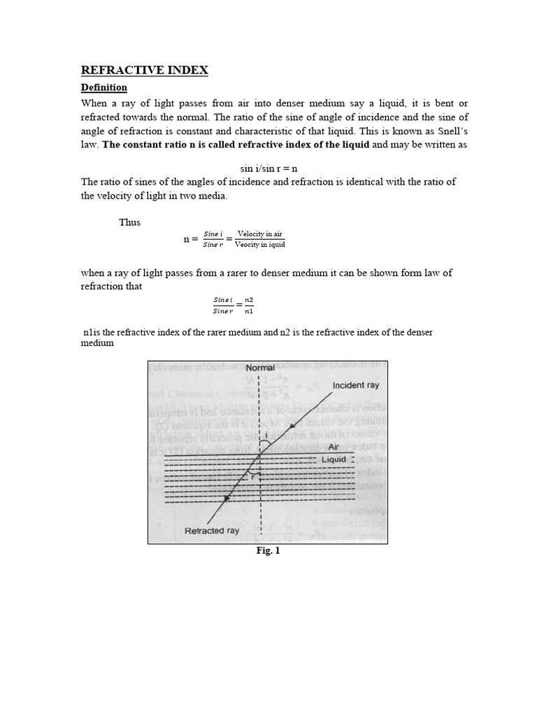 Refractive Index | PDF
