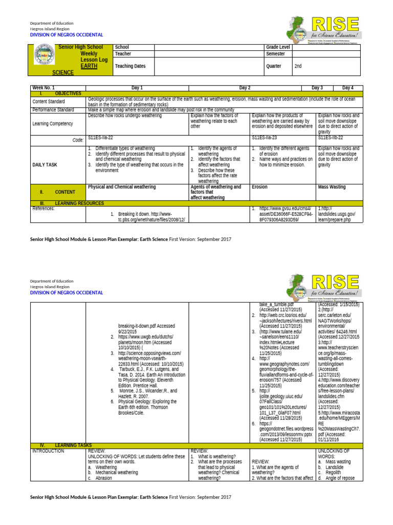 Earth Science Quarter 2 Week 1 | PDF
