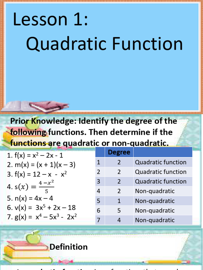 Lesson 1 Introduction of Quadratic Function | PDF
