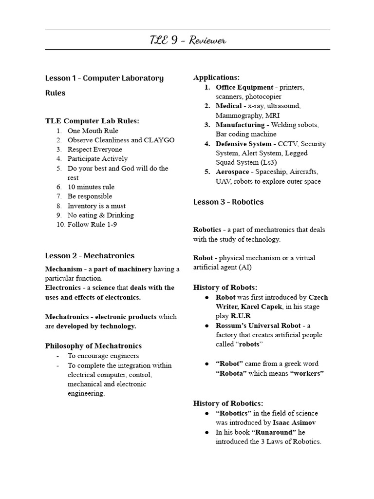 TLE Reviewer Ayzrielle | PDF