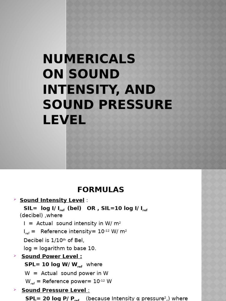 ACOUSTICS Lecture 3, Numericals | PDF