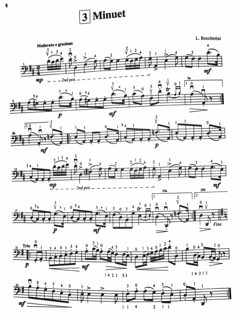 Boccherini Minuet Cello Suzuki Book 3 1 | PDF