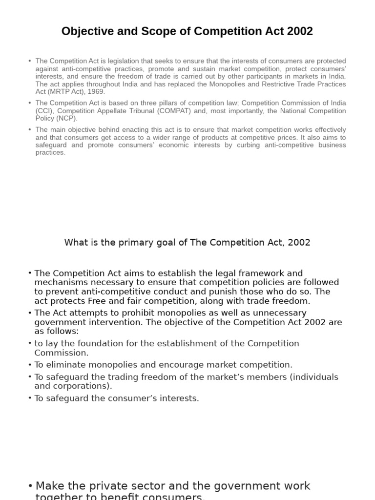 Aims & Objectives of Competition Law | PDF