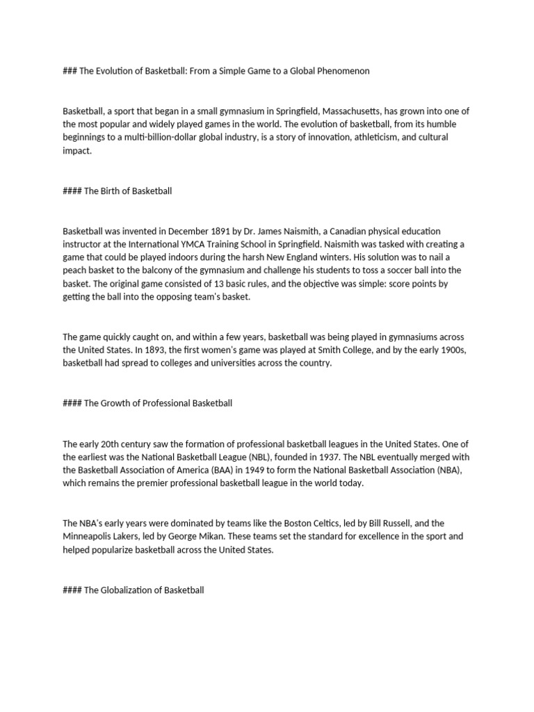 The Evolution of Basketball | PDF