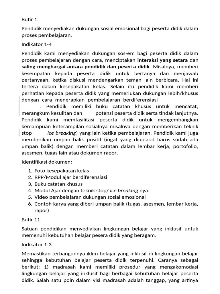 Contoh DKA Butir 1 Dan 11 | PDF