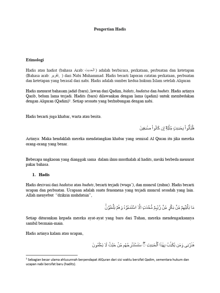 Pengertian Hadis | PDF