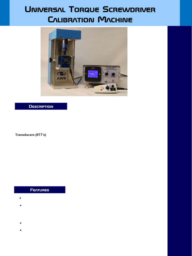 Universal Torque Screwdriver Calibration Machine Datasheet | PDF ...