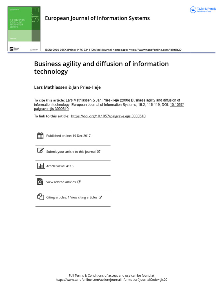 Business Agility and Diffusion of Information Technology | PDF
