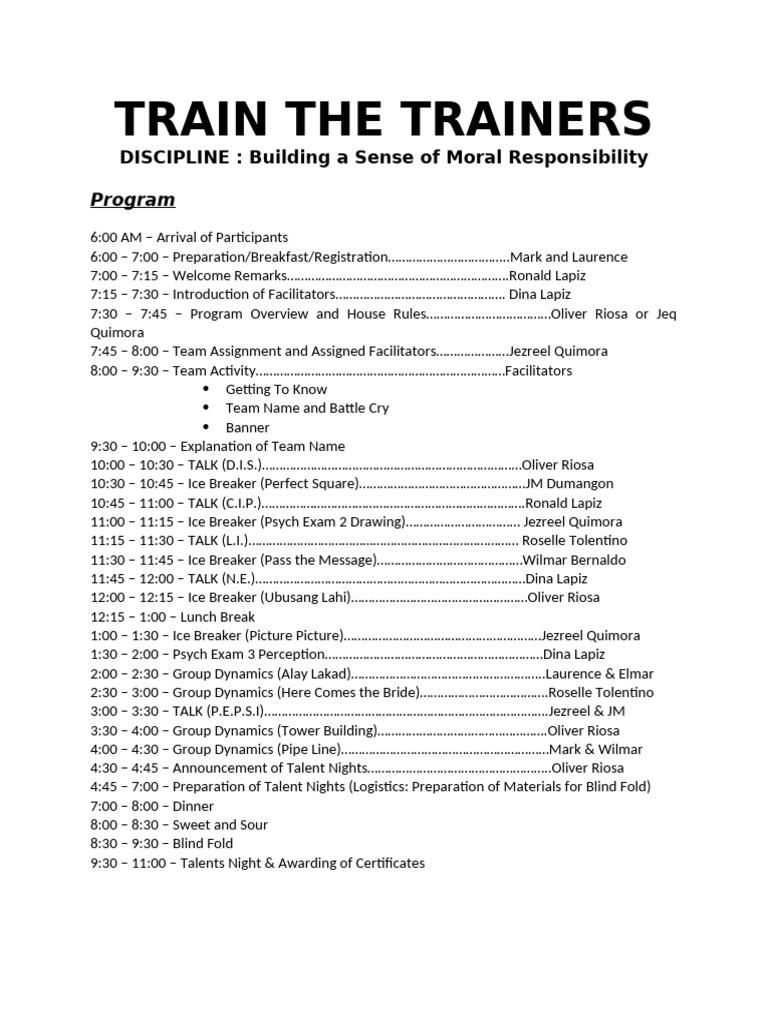 PROGRAM FOR TEAM BUILDING | PDF