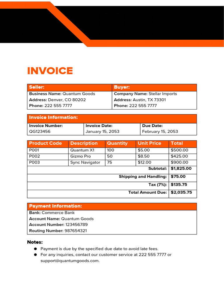 Wholesale Invoice Template | PDF