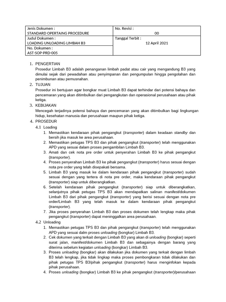 SOP Loading Advance | PDF