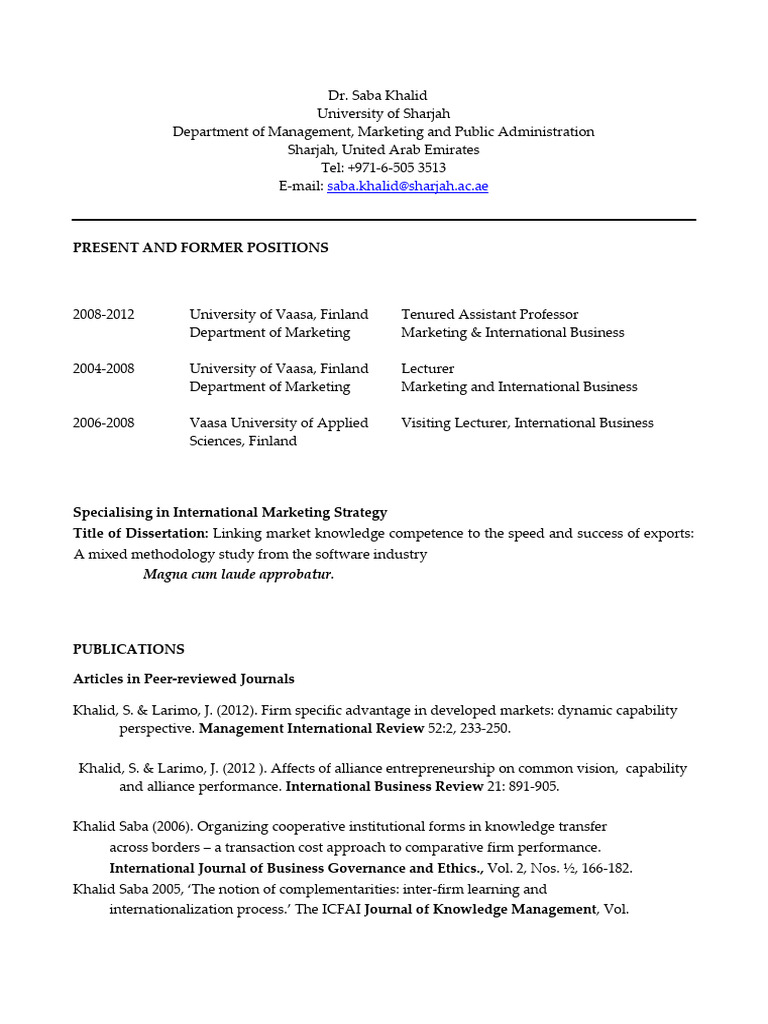 DR - Saba CV Excellent | PDF