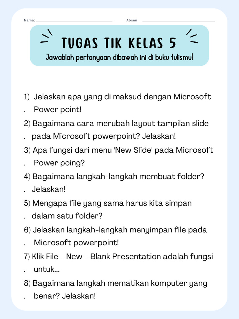 Tugas Tik Kelas 5 | PDF