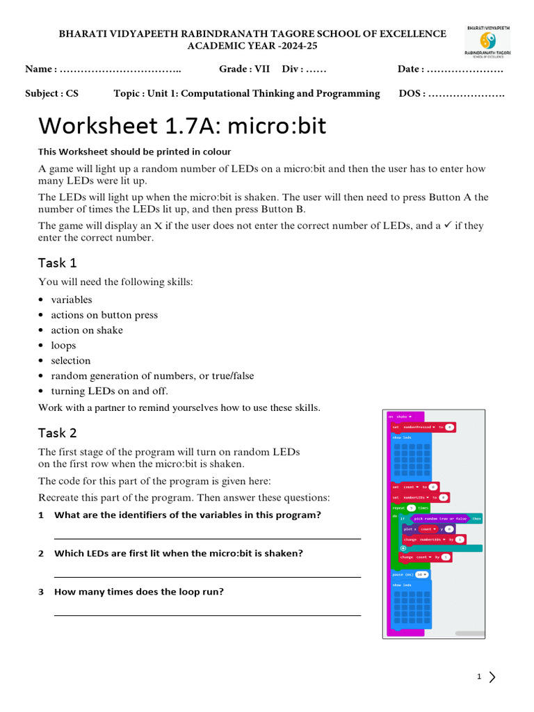 Computing 7 Worksheet 1 7A | PDF