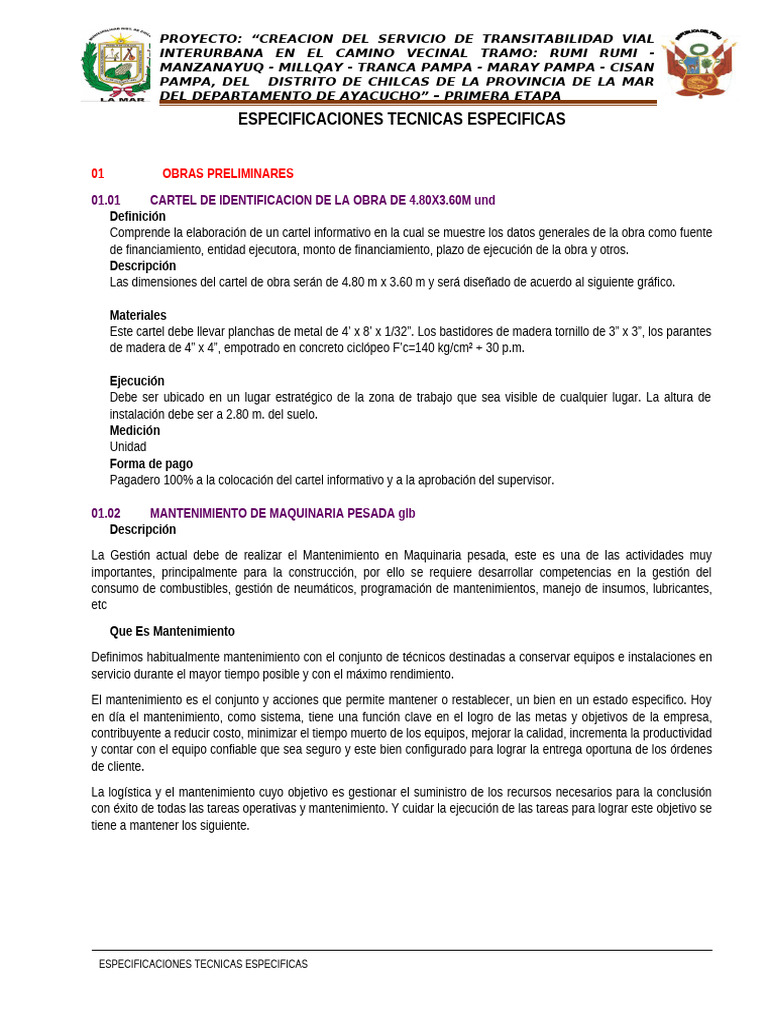 Especificacion Tecnica Final | PDF | Logística