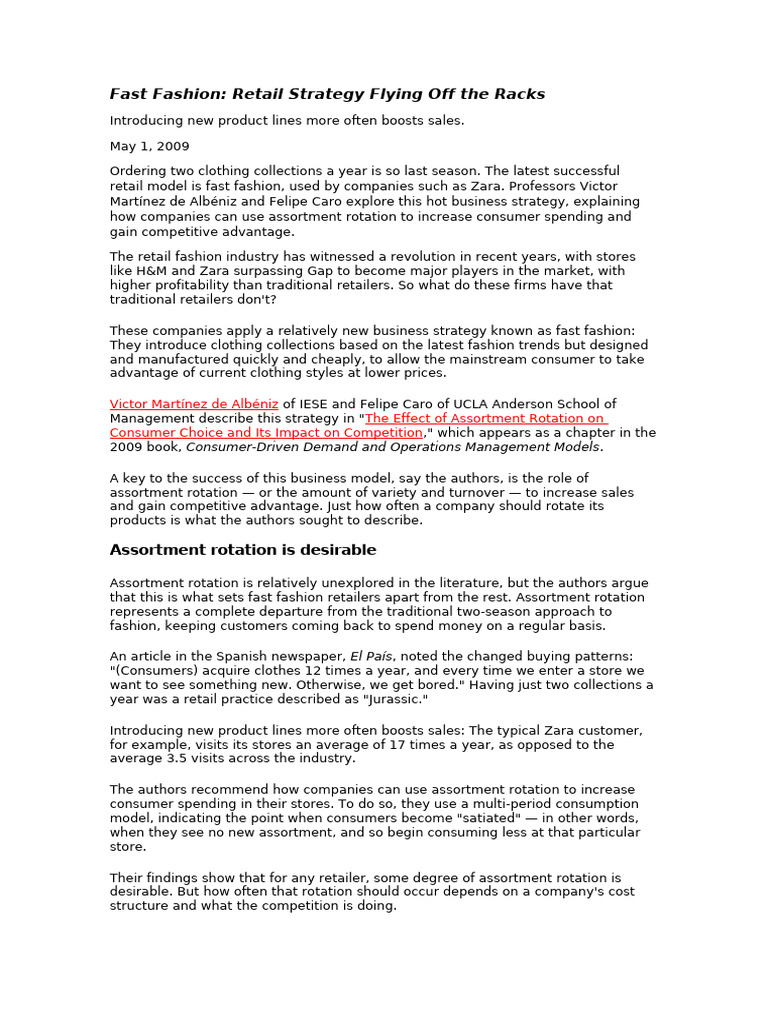 Fast Fashion Retail | PDF