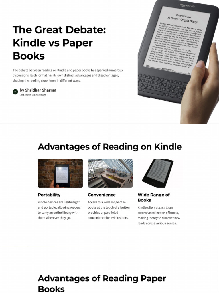 Kindle Vs Books | PDF