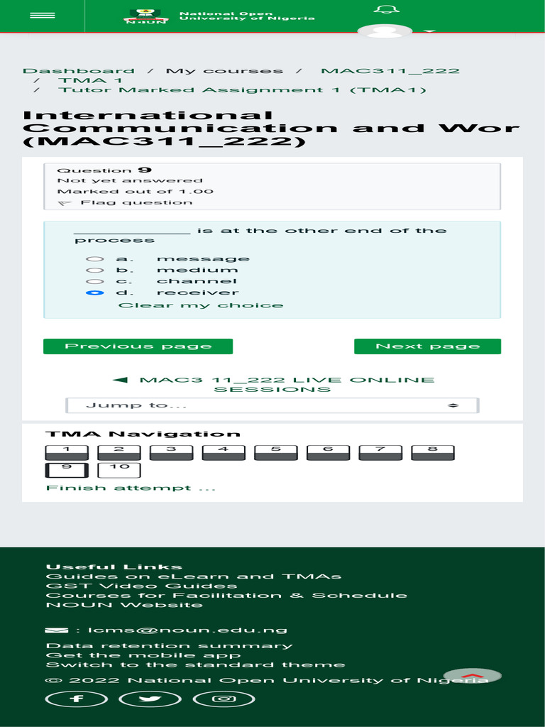 Tutor Marked Assignment 1 (TMA1) (page 9 of 10) | PDF