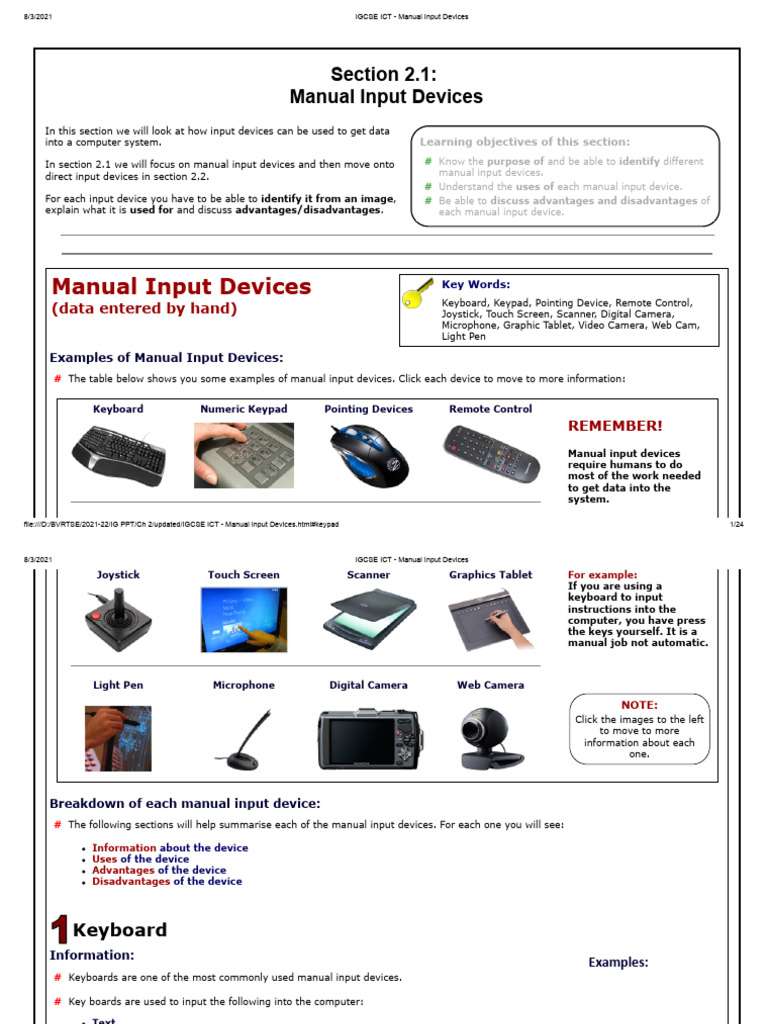 Igcse Ict Manual Input Devices Pdf Image Scanner Computer Keyboard