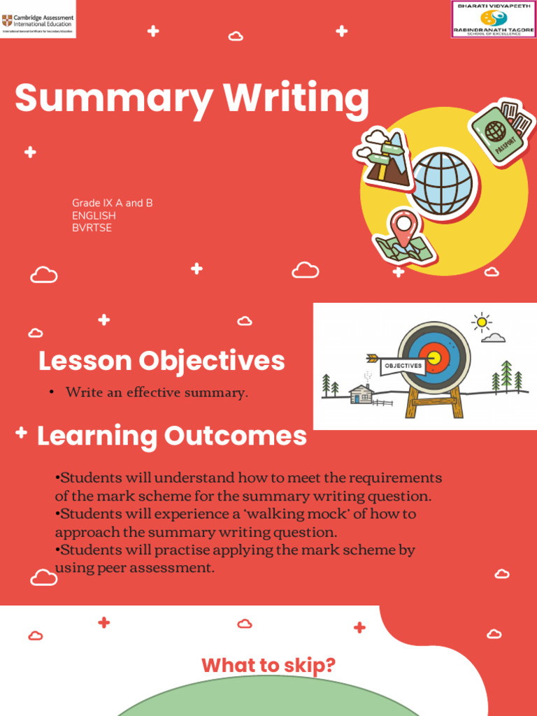 Grade 9 Summary Writing Guide | PDF | Career & Growth