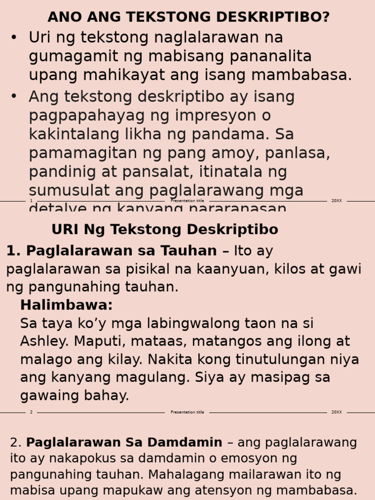 Tekstong-Deskriptibo PPT | PDF