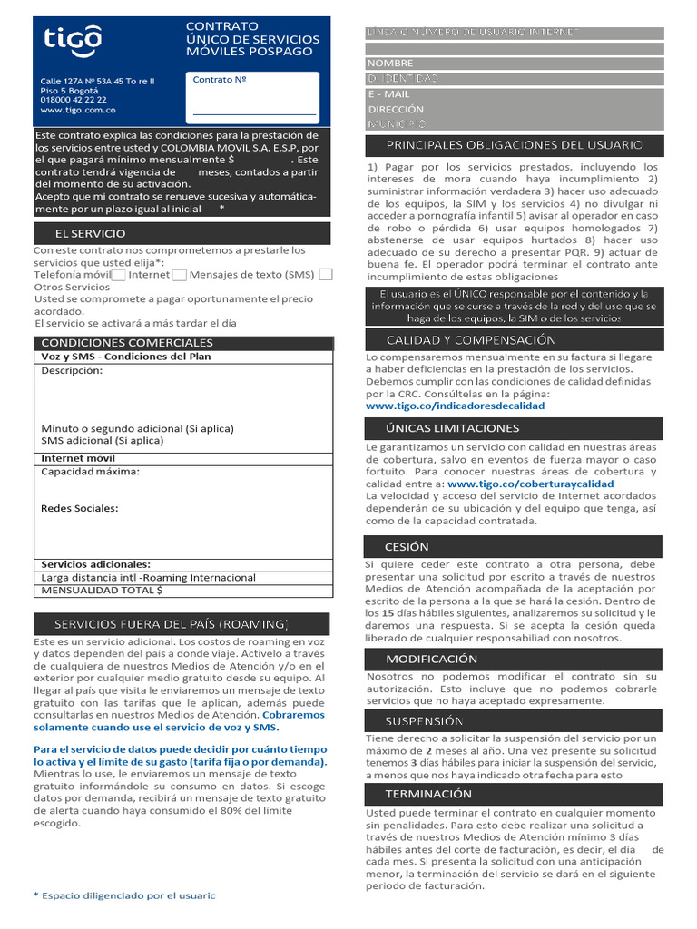 Contrato Full Tigo | PDF