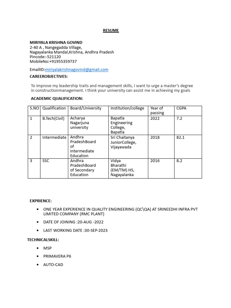 Govind Resume | PDF