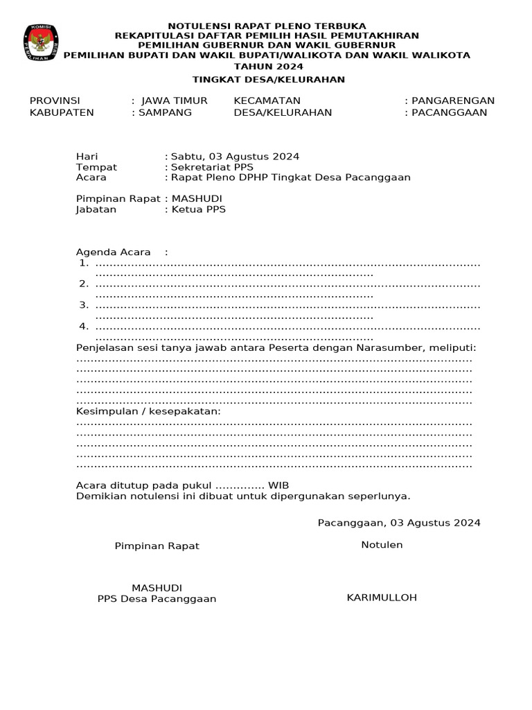 Notulensi PLENO DPHP | PDF