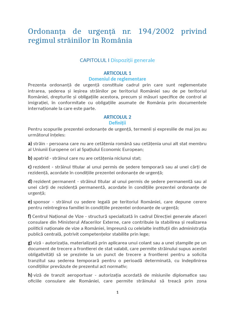 Regimul Strainilor in Romania | PDF