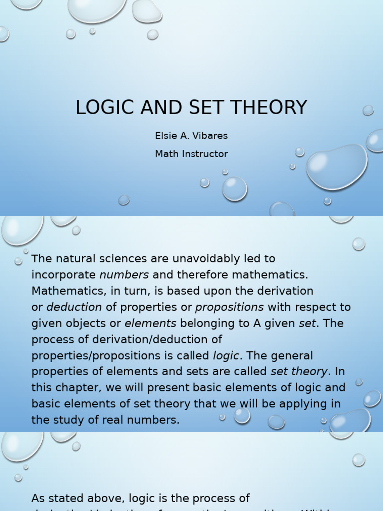 Logic and Set Theory | PDF