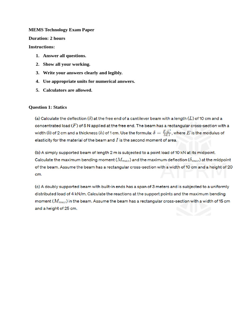 Statics & Dynamics Test | PDF | Science & Mathematics