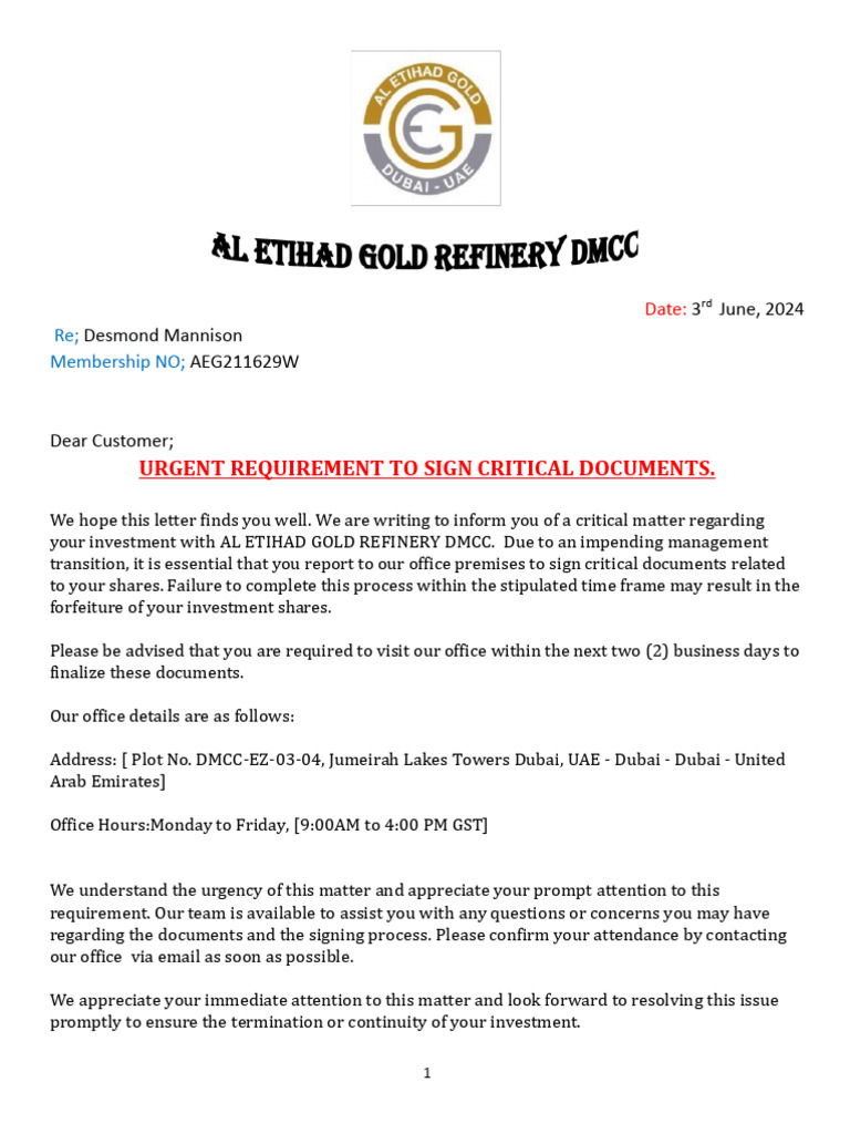 Important Notice 1 | PDF