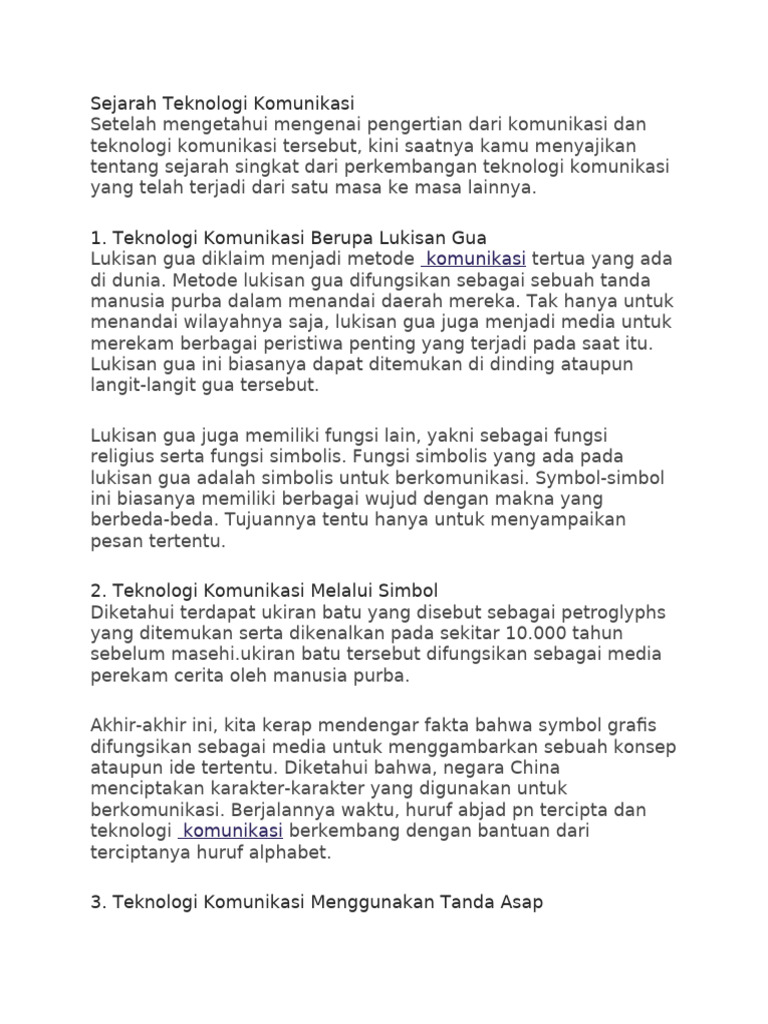 Sejarah Teknologi Komunikasi | PDF
