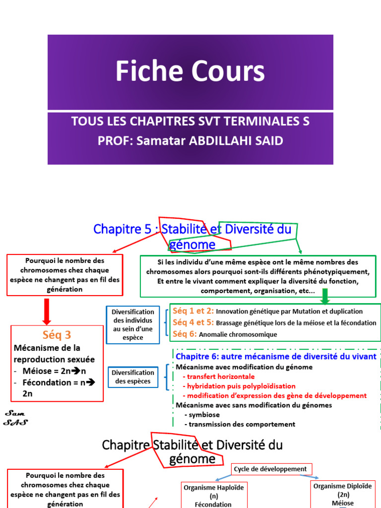 Fiche Cours TS SVT | PDF