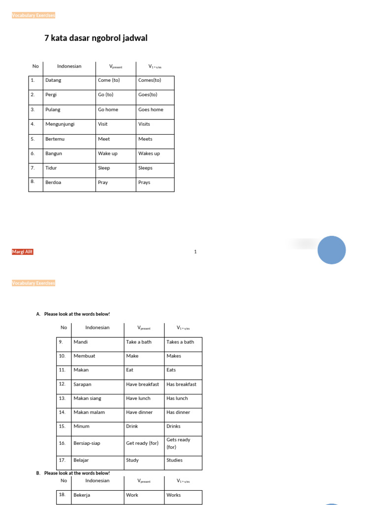 25 General Verbs 1 Basic 1 Print Pdf