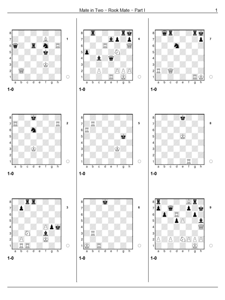 RMT Mate in Two - Rook Mate - Puzzles - Part I | PDF