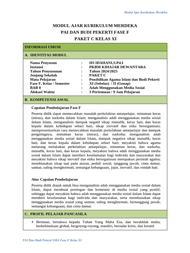 Modul Ajar Pai Paket C | PDF
