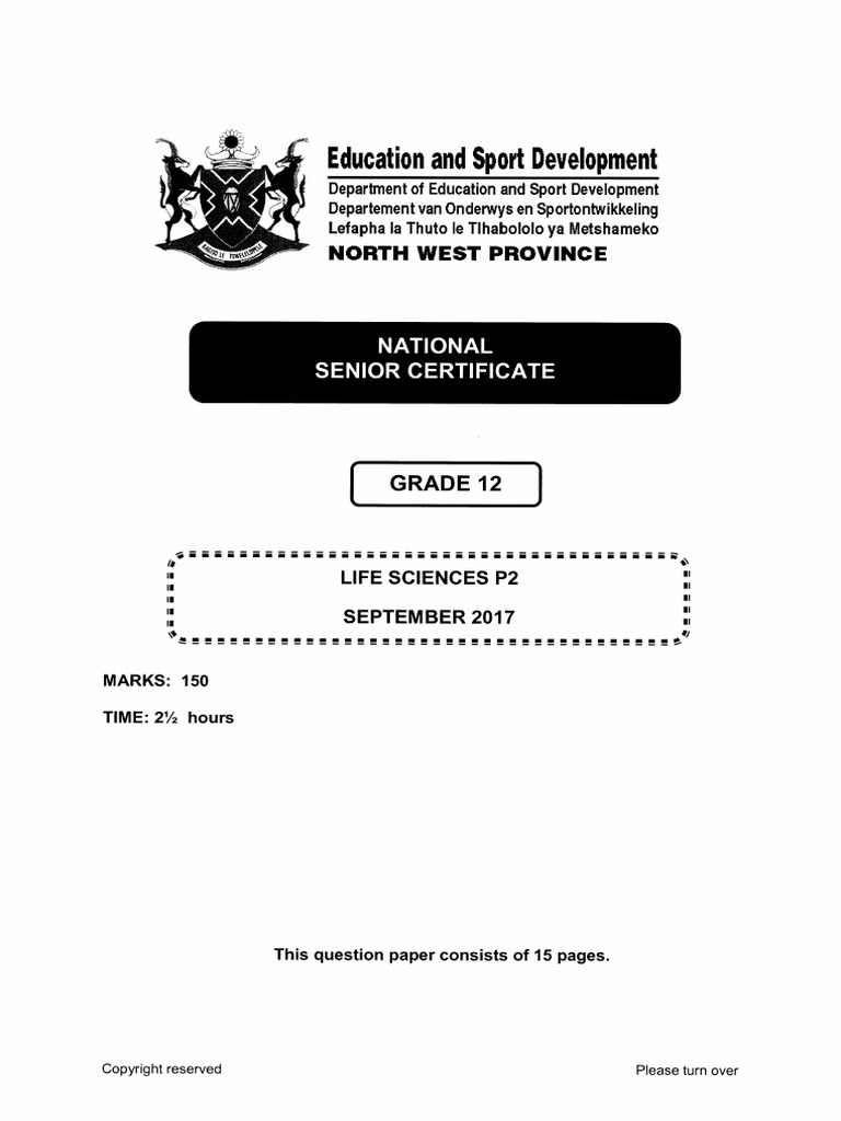 Life Science P2 Prelim NW 2017 | PDF