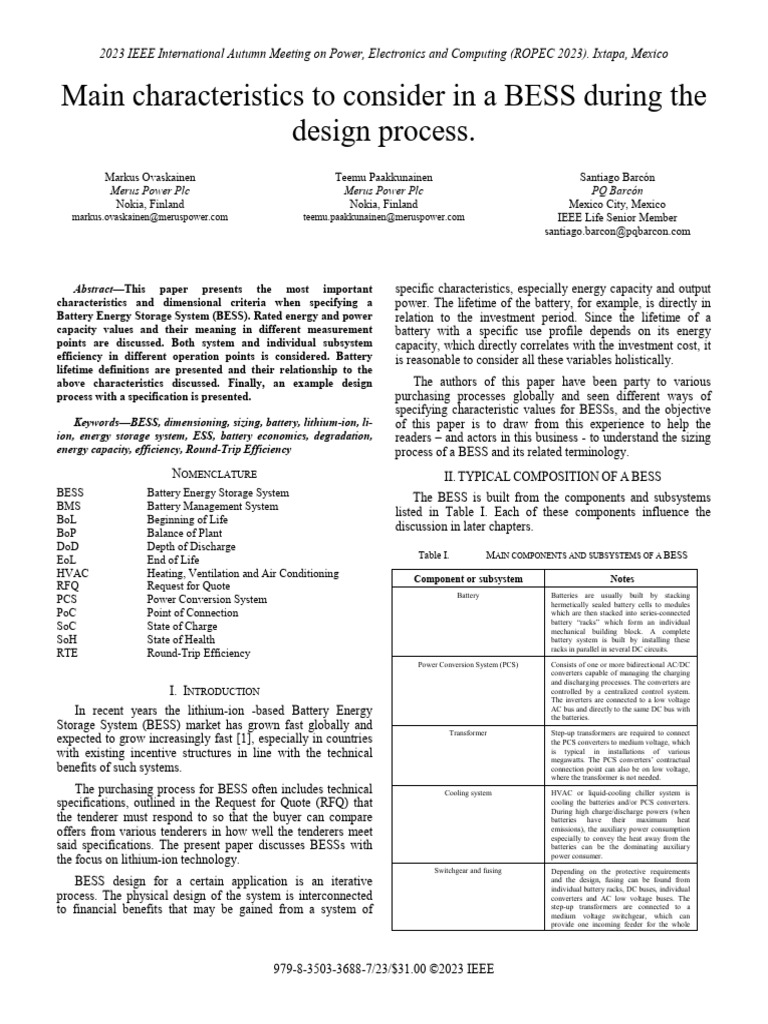 Merus Power Main Characteristics To Consider in A BESS During The ...