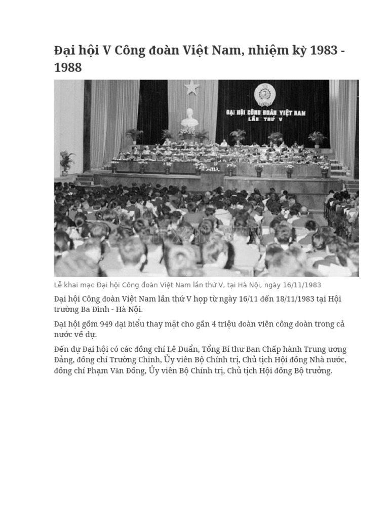 Đại hội V-VII Công đoàn Việt Nam | PDF